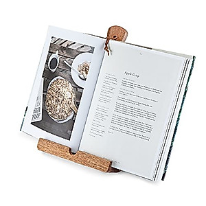 Twine Tablet Stand, Acacia Wood Tablet Holder, Cookbook Stand, Rustic Farmhouse Book Holder and Display, Acacia Wood, Set of 1