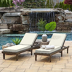 Arden Selections ProFoam Performance Outdoor Chaise Lounge Cushion 46 x 21, Sand Cream