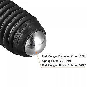 uxcell Ball Point Set Screws, 5pcs M10 x 20mm High Carbon Steel Metric Spring Hex Socket Grub Screw