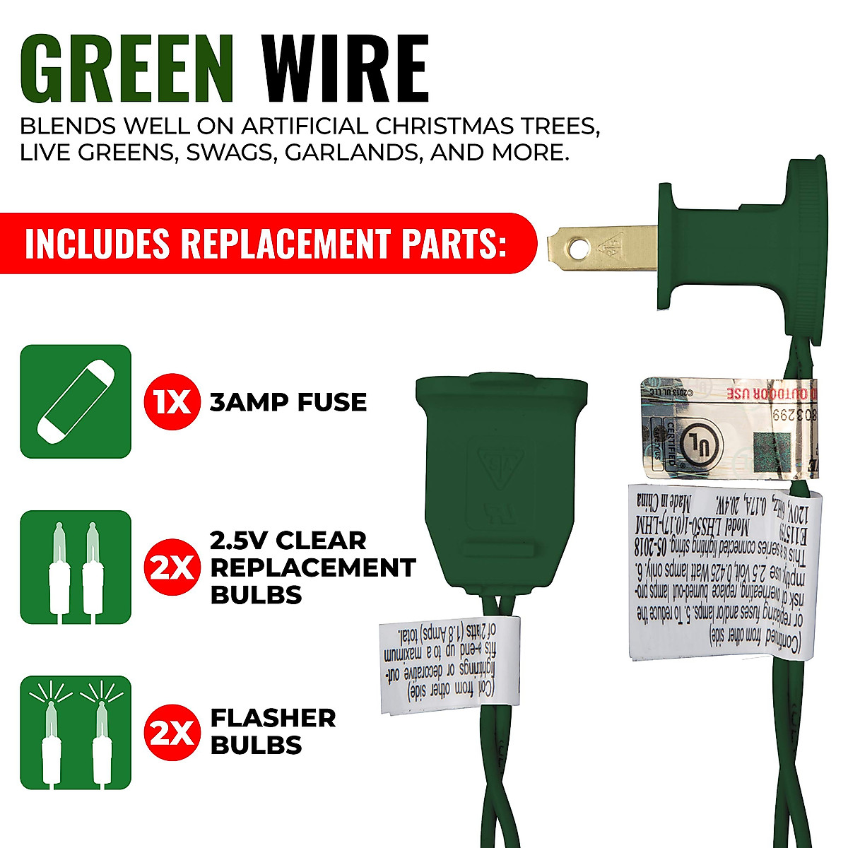 612 Vermont 100 Gold Frost Christmas Lights on a Green Wire String, UL Approved, Indoor and Outdoor Use, 18 Foot of Lighted Length, 20 Foot of Total Length