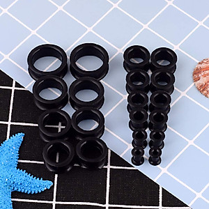 Stuppendux 2g-1" 10Pairs Black Plugs Kit Ear Skins Gauges Hard Ear Expander Tunnels Stretching Set 6-25MM