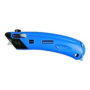 Aviditi EZ4® Guarded Spring-Back Safety Cutter, Blue, Ambidextrous, Spring Back Safety Guard for Enhanced Safety, Ideal for Shipping and Recieving, Crafts and Warehouse Use, Case of 12