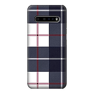 R3452 Plaid Fabric Pattern Case Cover for LG V60 ThinQ 5G