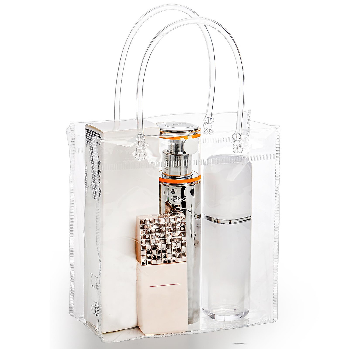 ZENFUN 80 Pack Clear Gift Bags with Handle, Reusable Party Favor Bags, Plastic Gift Bags Transparent Gift Wrap Bags Bulk for Thanksgiving Christmas, Party Favor Wedding Shopping Retail(6.3 x 5.9 x 2.7 Inch)