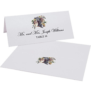 Wine Grapes and Chicory Place Cards, Set of 25, Pre-cut and Scored - Wedding, Party, Dinner, and Special Events - Made in the USA