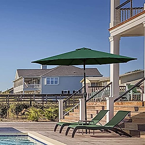 Simple Deluxe 9ft Outdoor Market Table Patio Umbrella with Button Tilt, Crank and 8 Sturdy Ribs for Garden, Deck, Lawn, Backyard & Pool, Green