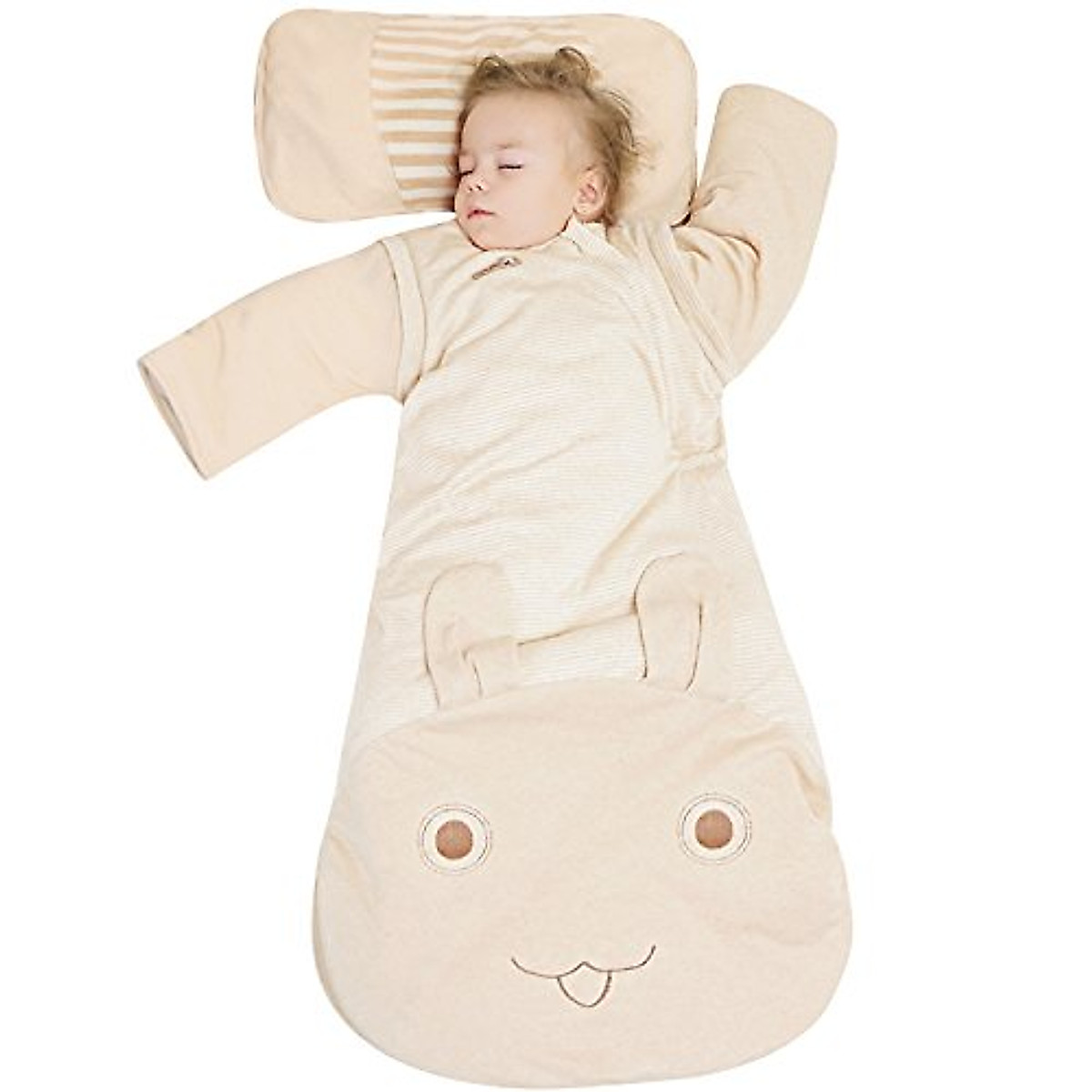 OuYun Baby Organic Sleeping Bag Autumn Detachable Sleeve Wearable Blanket,Small,2.5 Tog