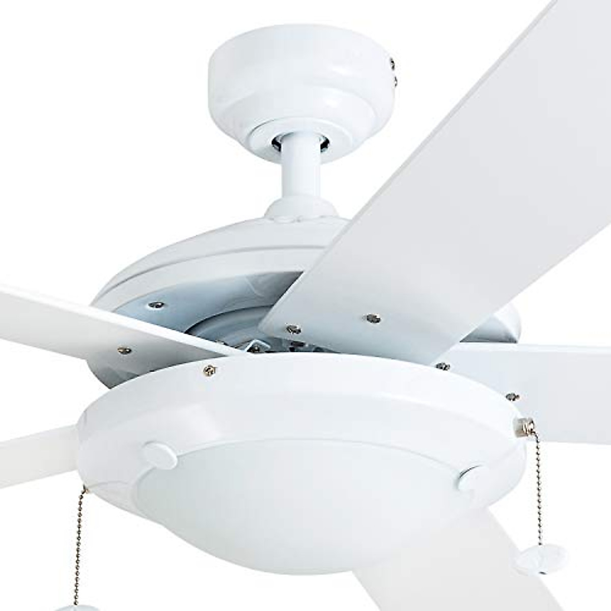 Prominence Home Bolivar, 52 Inch Modern LED Ceiling Fan with Light, Pull Chain, Dual Mounting Options, Dual Finish Blades, Reversible Motor - 80101-01 (White)