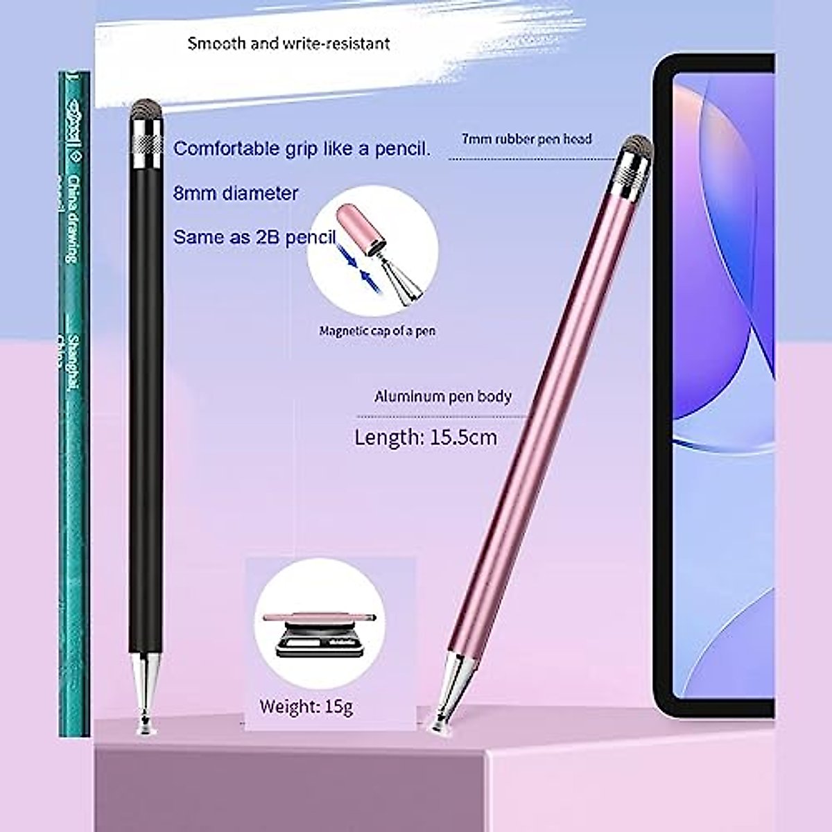 Stylus Pens for Touch Screens(3 Pack), 6 Replaceable TipsHigh Precision Capacitive Stylus Pen for iPad iPhone Android Tablets and All Universal Touch Screen Devices