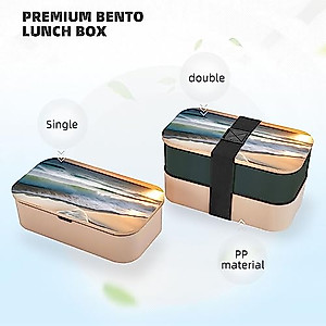 Sunset Over The Waves Adult Lunch Box, Bento Box, With Cutlery Set Of 3, 2 Compartments, Rectangular, Lunch Box For Adults