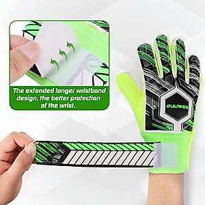 Zuuwee Soccer Goalie Gloves for Kids Size 5 Gal Youth Goalkeeper Finger Save Football Field Player Keeper Boys Girls Professional Protection Goaly Predator Glove 8-12 (Black and Green)