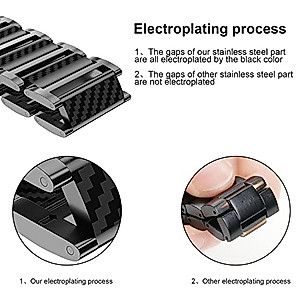 iiteeology Carbon Band Compatible with Apple Watch 49mm 45mm 44mm 42mm, Upgraded Light Genuine Carbon Fiber Band with Stainless Steel Clasp for Men, Black