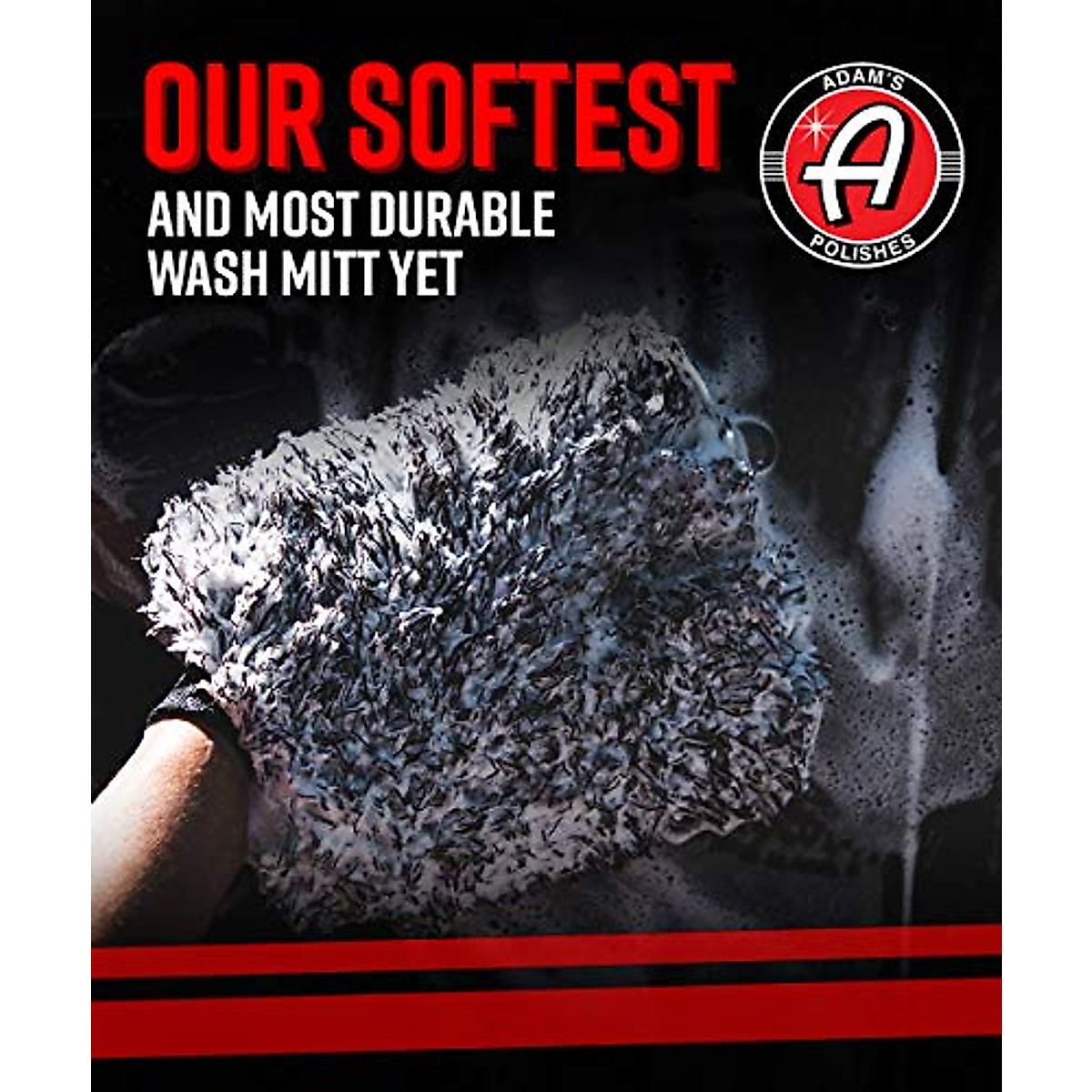 Adam's Polishes Microfiber Car Wash Mitt, Car Sponge Wrapped In Soft, Plush Fiber Cloth Material, Safe Washing With Any Car Soap, Bucket, Foam Gun, Foam Cannon, Other Cleaning Supplies