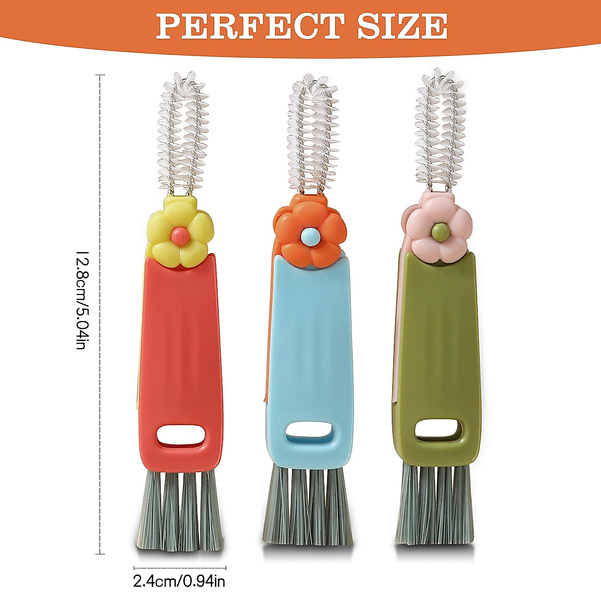 Ieesspd 3 in 1 Cup Lid Cleaning Brush Set - Multi-Functional, Efficient and Durable Brushes for Bottle Gap, Tight Spaces Cup and Portable Cup，Lid Cleaner with Brush(3 Pcs)