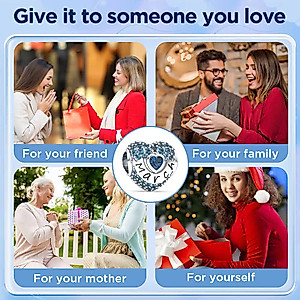 EHEG March Birthstone 003 Charms Love Heart Openwork Bead Charm for Bracelets and Necklaces 925 Sterling Silver with 5A Cubic Zirconia,Jewelry Christmas Gifts Women