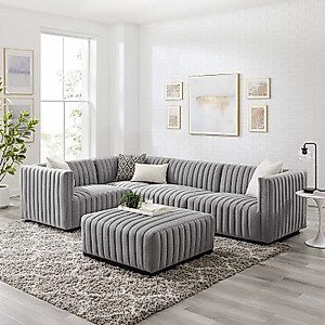 Modway Conjure Sectional, Black Light Gray