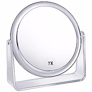 1x/7x Magnifying Makeup Mirror for Desk Double Sided 360°Rotation Desk Mirror,Portable Table Acrylic Small Standing Mirror for Cosmetic