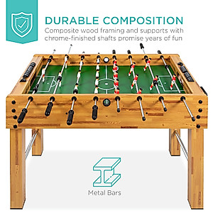 Best Choice Products 48in Competition Sized Foosball Table, Arcade Table Soccer for Home, Game Room, Arcade w/ 2 Balls, 2 Cup Holders - Light Bown