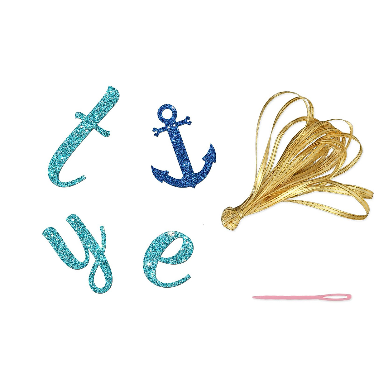 Maicaiffe Tying the Knot Banner - Nautical Wedding Party Decor - Engagement - Bride to Be - Ship's Anchor Sign Bachelorette Party Decorations, Blue Glitter