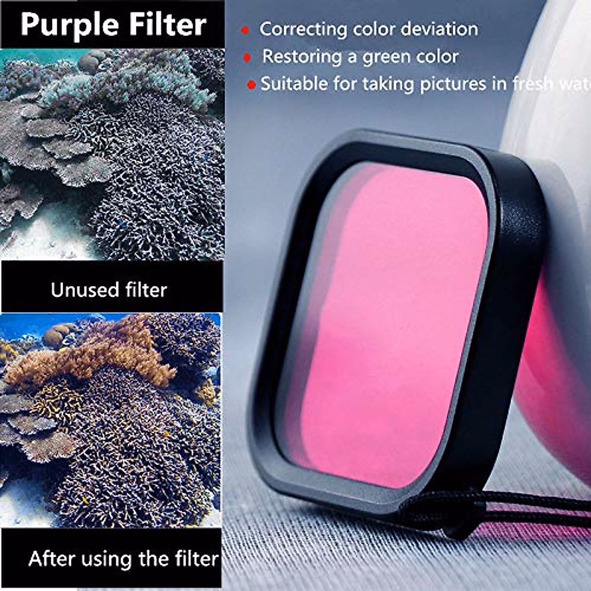 FitStill Waterproof Housing Case for GoPro Hero 8 Black, Protective 60m Underwater Dive Case Shell with 3 Pack Filters