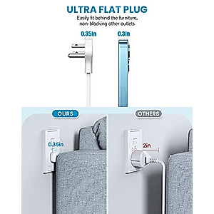 Flat Extension Cord, 5ft Ultra Flat Plug Power Strip - 3 Outlets 4 USB Ports (2 USB C) Desk Charging Station Power Strip with No Surge Protection for Cruise Ship, Travel, Dorm Room Essentials