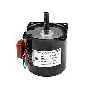 CHANCS 60KTYZ AC Synchronous Electric Geared Motor 110V 2.5-3RPM Low Speed Gearbox High Torque 80Kgf.cm Barbecue Metal Geared for Rotisserie Turntable