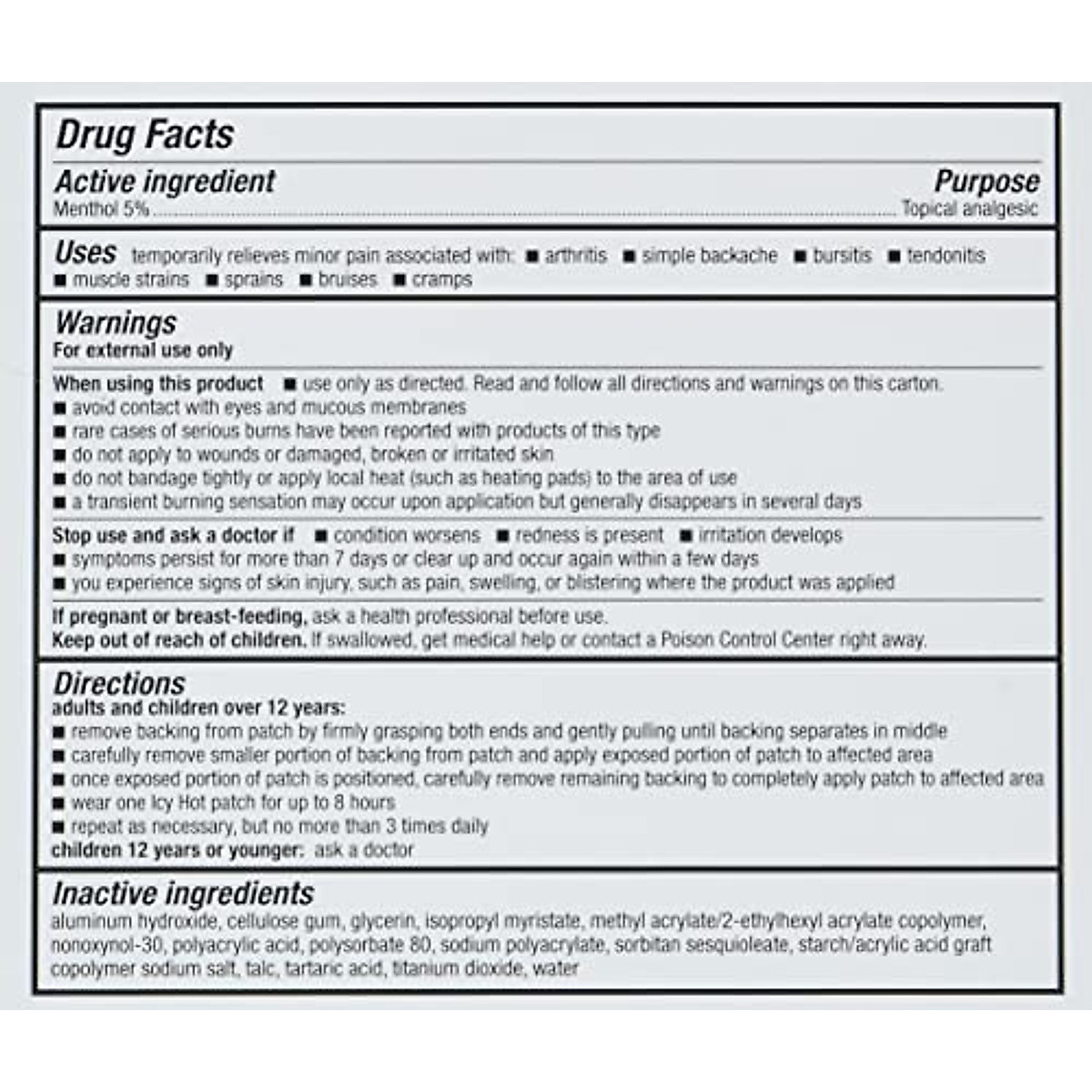 Icy Hot Original Medicated Pain Relief Patch, Large, 5 count