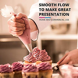 Riccle Piping Bags and Tips set - 12 Inch 100 Thickened Icing Bags and Tips Set - Pastry Bags for Frosting with 6 Piping Tips, 2 Couplers, 2 Icing Bags Ties - Frosting Piping Kit for Cake Decorating
