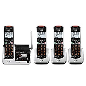 AT&T BL102-4 DECT 6.0 4-Handset Cordless Phone for Home with Answering Machine, Call Blocking, Caller ID Announcer, Audio Assist, Intercom, and Unsurpassed Range, Silver/Black