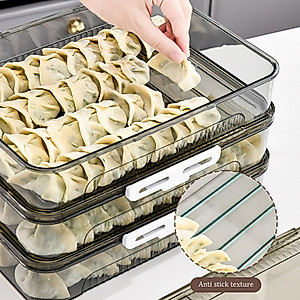 CUCUFA Dumpling Storage Box, 4 Layers Food Storage Container Portable Dumpling Organizer Stackable Freezer Storage Containers Food Storage Box Airtight Food Container