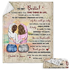 SANDJEST Personalized Best Friend Blanket Custom Friends Names Fleece Throw Blanket Customized Gift for Girl Women BFF Best Friends Christmas Birthday Friendship Long Distace