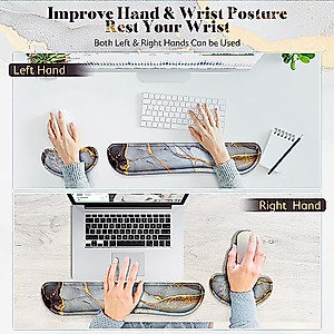 Gimars Upgrade Enlarge Gel Memory Foam Set Keyboard Wrist Rest Pad, Comfortable Ergonomic Design for Easy Typing Pain Relief, Firm Mouse Wrist Cushion Support for Office, Computer, Laptop, Mac