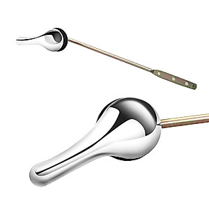 Universal Toilet Handle Replacement Kit, Chrome Finish Toilet Flush Handle with Nut Lock and Stainless-Steel Flapper Chain, Side Mount Toilet Flush Lever Fits Most Standard Toilet Tanks, Easy Install