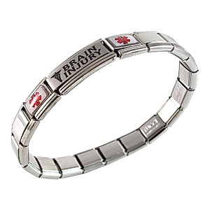 Gadow Jewelry Brain Injury Medical Alert ID Bracelet for Men or Women Awareness Stainless Steel Awareness