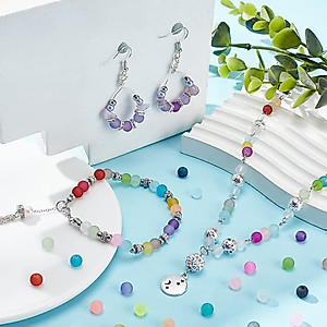 PH PandaHall 1400pcs 24 Color Frosted Glass Beads for Jewelry Making, 6mm Candy Color Frosty Beads Matte Loose Spacer Beads for Friendship Bracelets Necklace Earring Jewelry Making