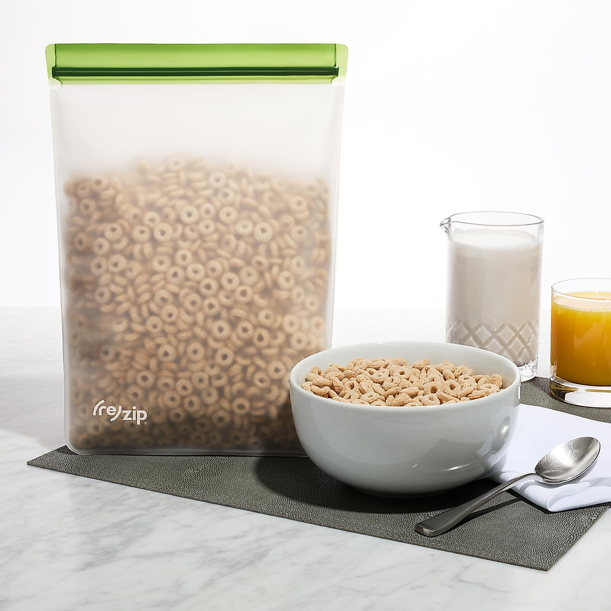 (re) zip 2-Piece Cereal Container Set | Air-Tight Pantry Dry Goods Storage Bag for Cereal, Pasta, Beans, & More | BPA-Free, Food Grade, Leakproof, Freezer and Dishwasher Safe | 10 & 12 Cup