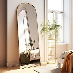BEVERDY Arched Full Length Mirror - 18"58" Floor & Wall Mounted Mirror for Bedroom & Living Room, Gold