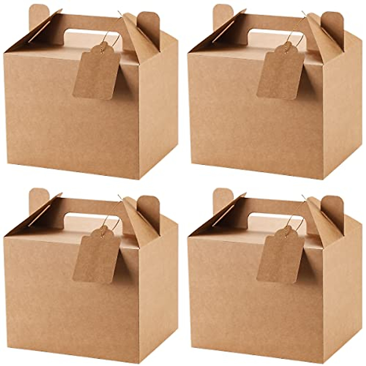 Frantis Brown Gable Boxes 12 Pack 7 x 5.5 x 5.5 Inches with Rope and Tag Party Favor Boxes for Birthday Party Wedding Treat Boxes …