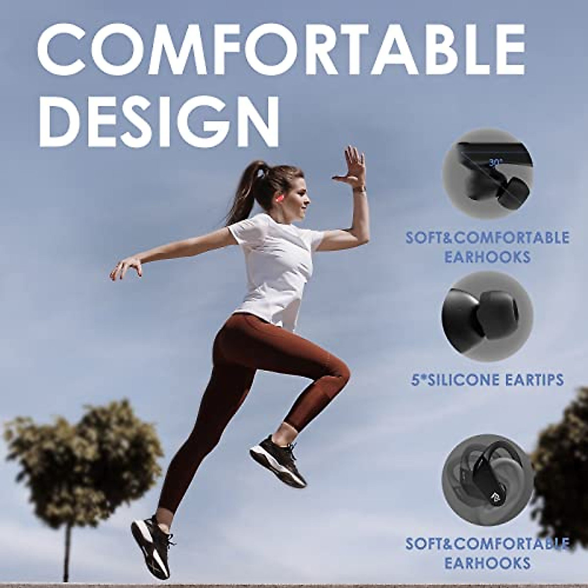 Bluetooth Headphones True Wireless Earbuds with Charging Case IPX10 Waterproof Stereo Sound Earphones Built-in Mic in-Ear Headsets Deep Bass for Sport Running, Fast Pair