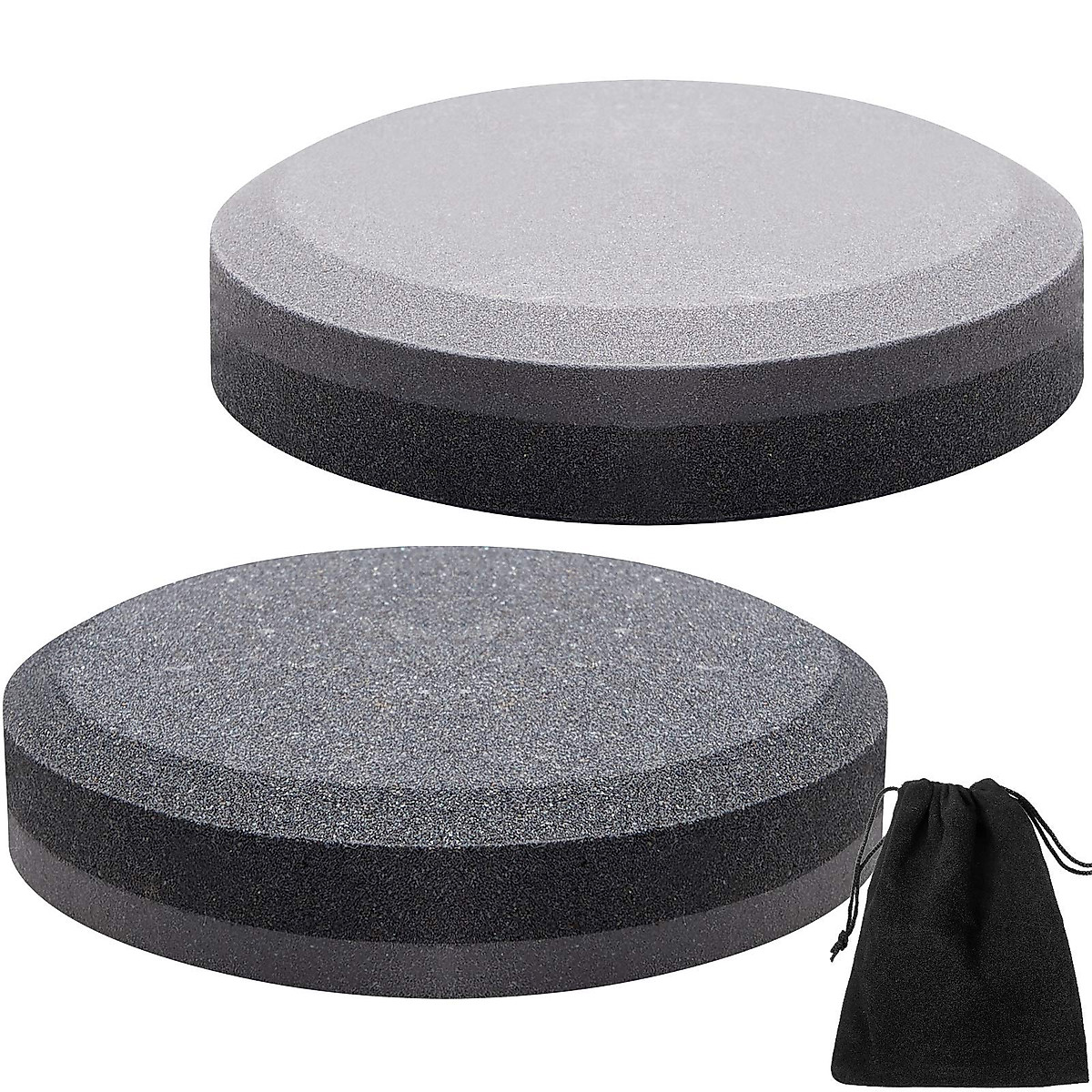Axe Sharpener Sharpening Dual Grit Multipurpose Sharpener Puck Tool Sharpener Stone Whetstone with Flannel Bag for Hatchet Garden Tools, 240 Grits and 400 Grits(3 Pieces)