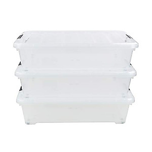 Eagrye 3-Pack Plastic Underbed Storage Bin, Clear Under Bed Storage Box
