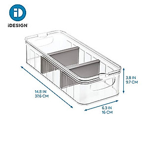 iDesign Recycled Plastic Crisp Large Divided Fruit and Vegetable Storage with Easy to Grip Integrated Handles Designed to Keep Food Fresh Longer, 14. 82" x 6. 32" x 3. 76"