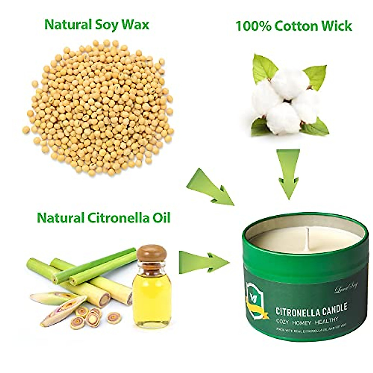 LucaSng Citronella Candles Outdoor Indoor 4.4 OZ 6 Pack 150 Hours Outside for Party Hiking Camping Patio BBQ Deck Lanai Garden Yard Home Balcony