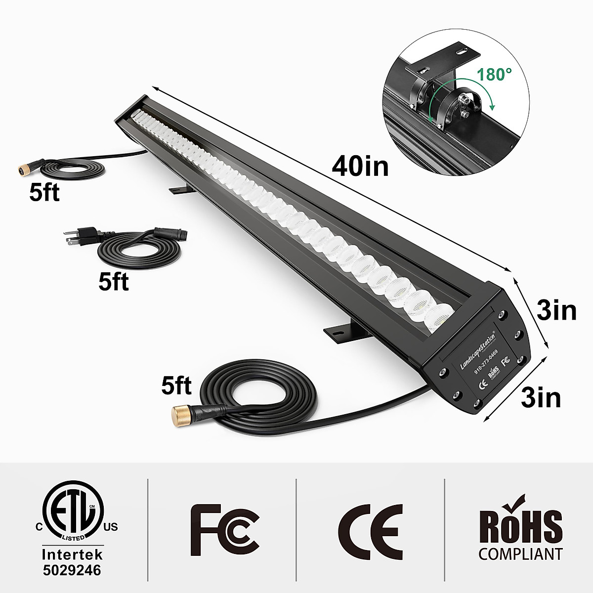 Landscapestation LED Wall Washer Light 72W, 40" 5000K Daylight Heavy Duty LED Wall Washing Light Bar, Waterproof Outdoor Lighting for Landscape, Garage, Church, Farms, Yard, Building Lighting