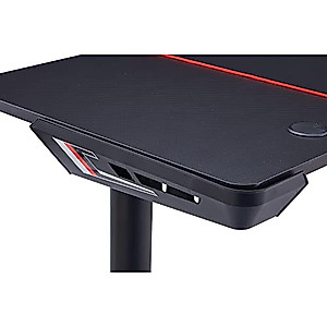 ioHOMES Kindira Modern Steel 65 in. L-Shaped Gaming Desk with USB Ports, PC Mouse Pad and Rotatable Cup-Holder for Home Office, Classroom, Study Room, Black