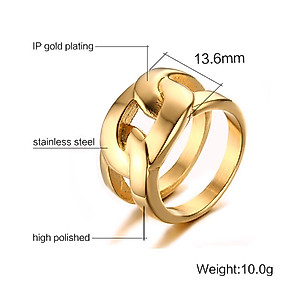 VNOX Womens Stainless Steel Linked Cuff Ring for Wedding Band Engagement Promise Size 8