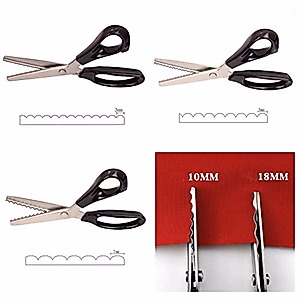 Serrated Scalloped Edge Pinking Shears, Multifunction Stainless Steel Shears Tailor Scissors, Professional Zig-Zag Cut Scissors, Sewing Craft Cut Paper Clothing Fabric for Home (3mm, Scalloped)
