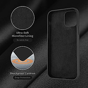 Cordking Designed for iPhone 12 Case, Designed for iPhone 12 Pro Case, Silicone Shockproof Phone Case with [Soft Anti-Scratch Microfiber Lining] 6.1 inch, Black