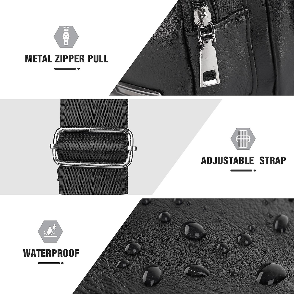 JUMO CYLY Men's Leather Sling Bag, Chest Shoulder Backpack, Waterproof Crossbody Bag swith USB Charging Port One_Size