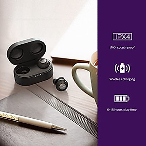 Philips T8505 True Wireless Earbuds, Hybrid Active Noise Canceling (ANC), Bluetooth 5.0 Voice Assistant, IPX4 Splash Resistant, App Control, USB-Charging, Wireless Charging case Included (TAT8505BK)